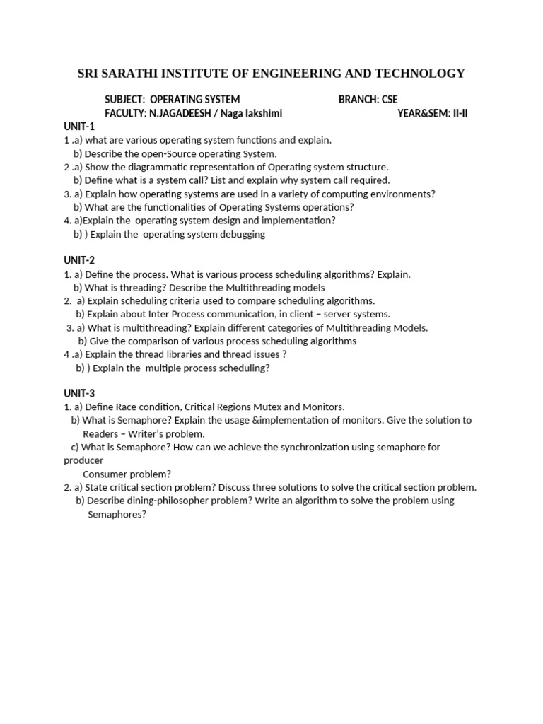 CSE OS(CSE,AI&DS) | PDF