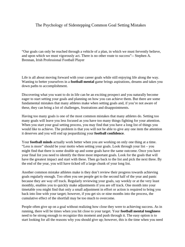 Football Goal Setting Psychology | PDF | Cognitive Psychology | Cognition