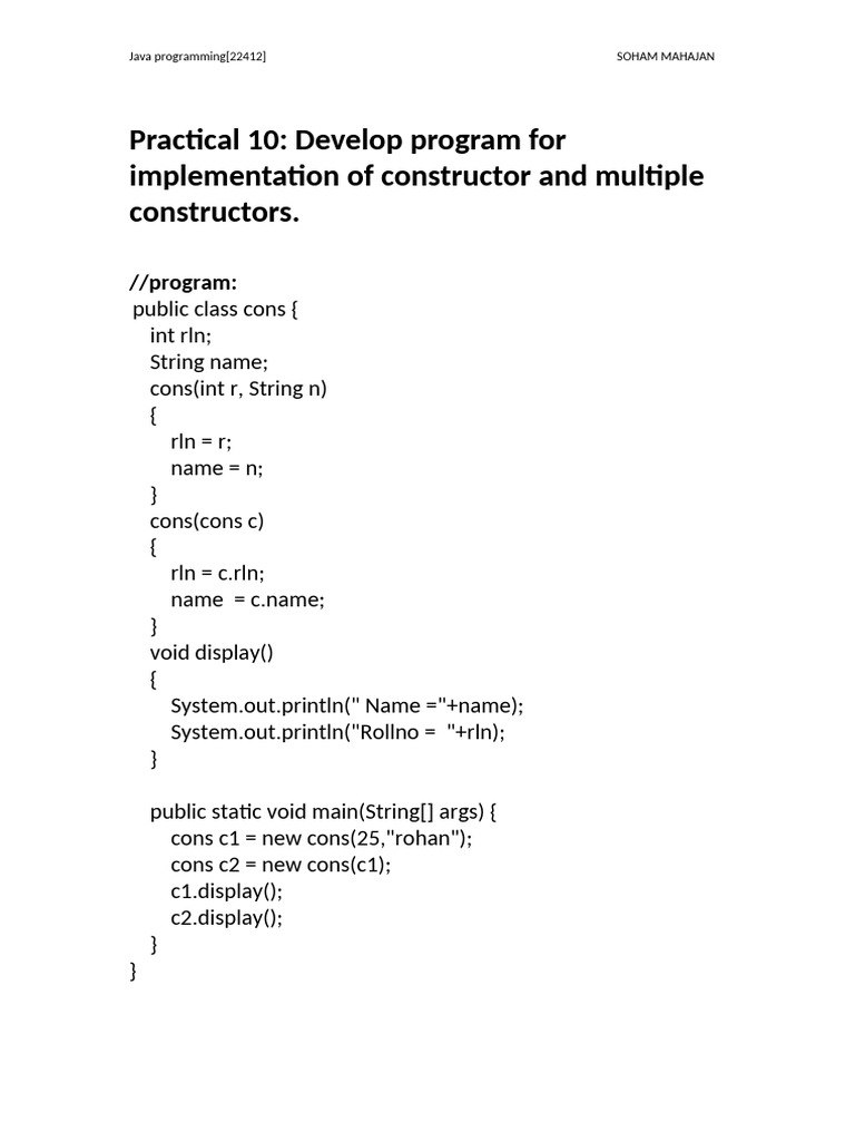 Java Constructors for Beginners | PDF