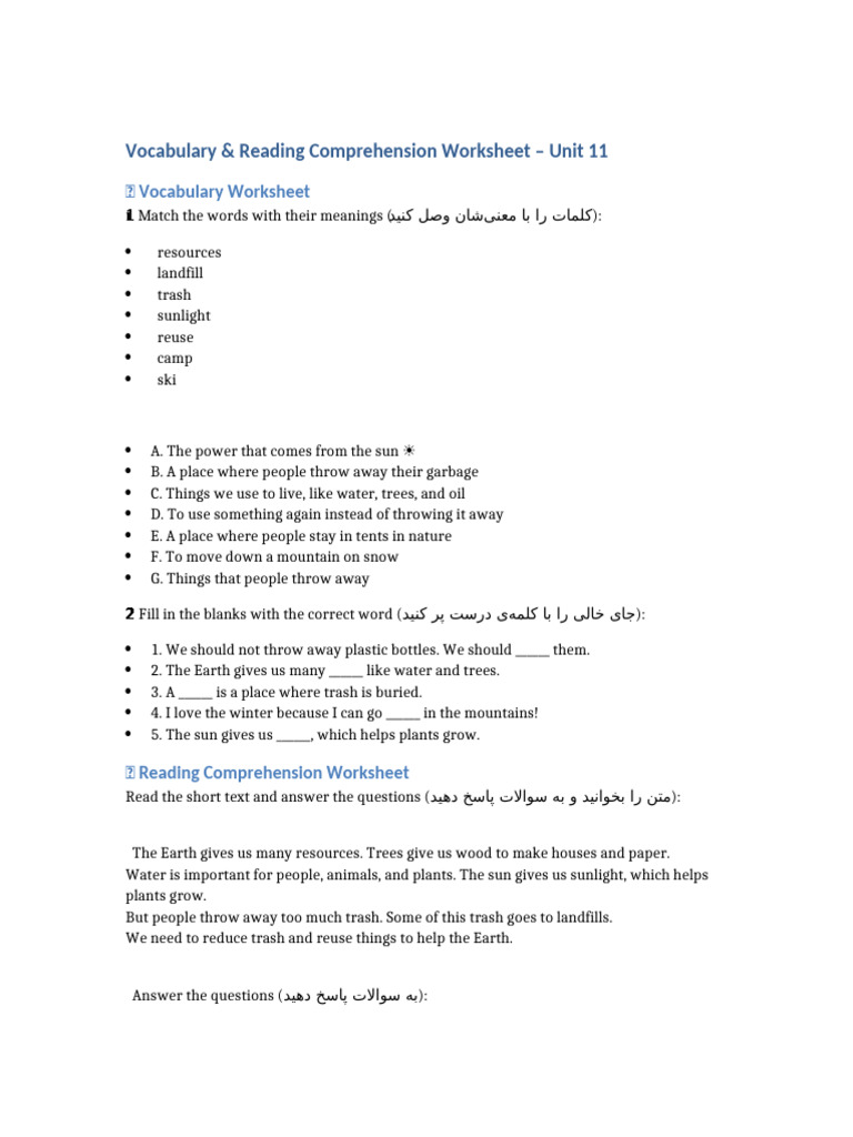 Unit11 Worksheet | PDF