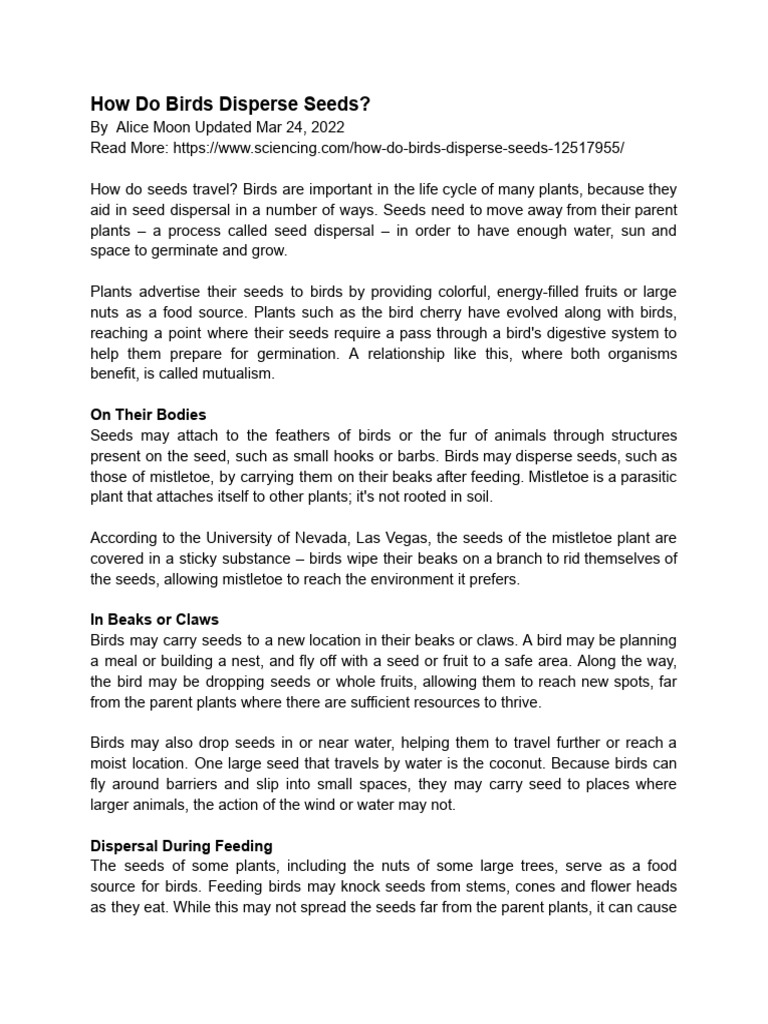 How Do Seeds Disperse Seeds | PDF | Seed | Plants