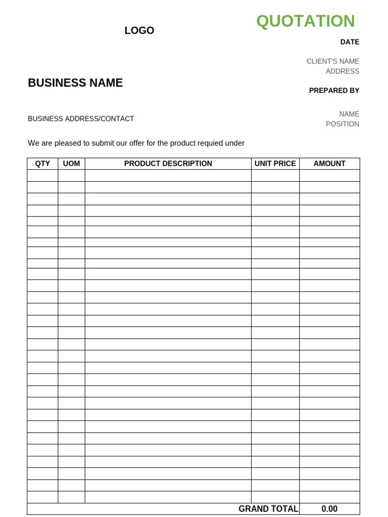 Quotation Form | PDF