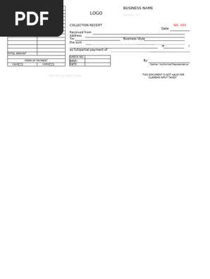 Collection Receipt Template