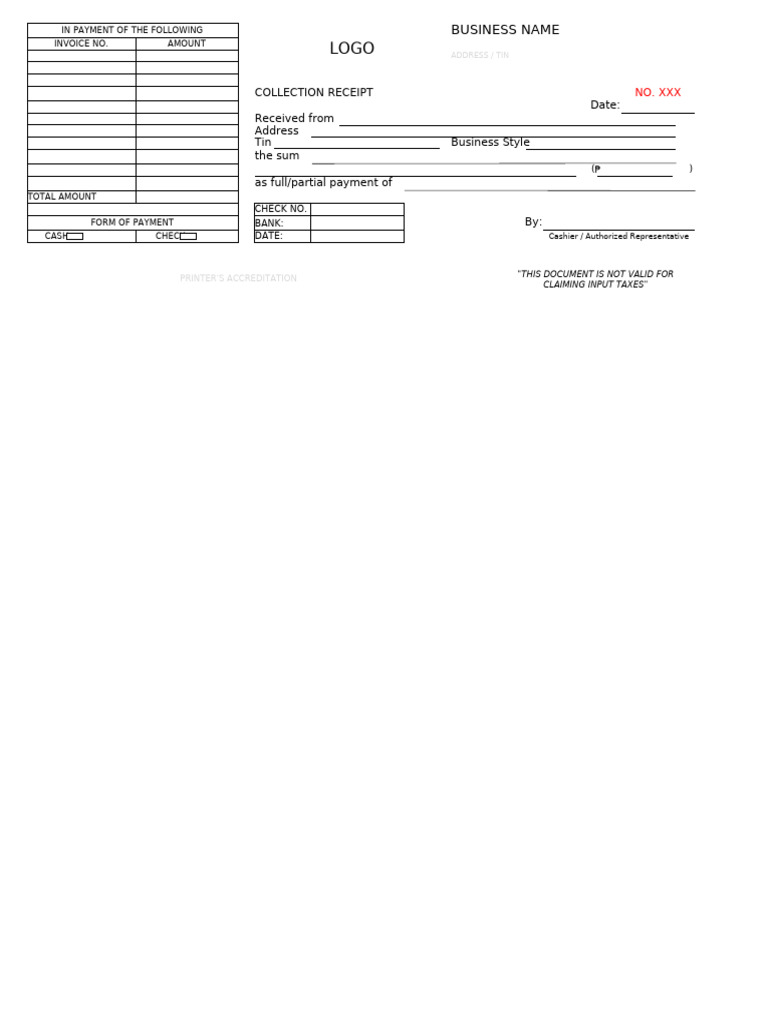 Collection Receipt | PDF