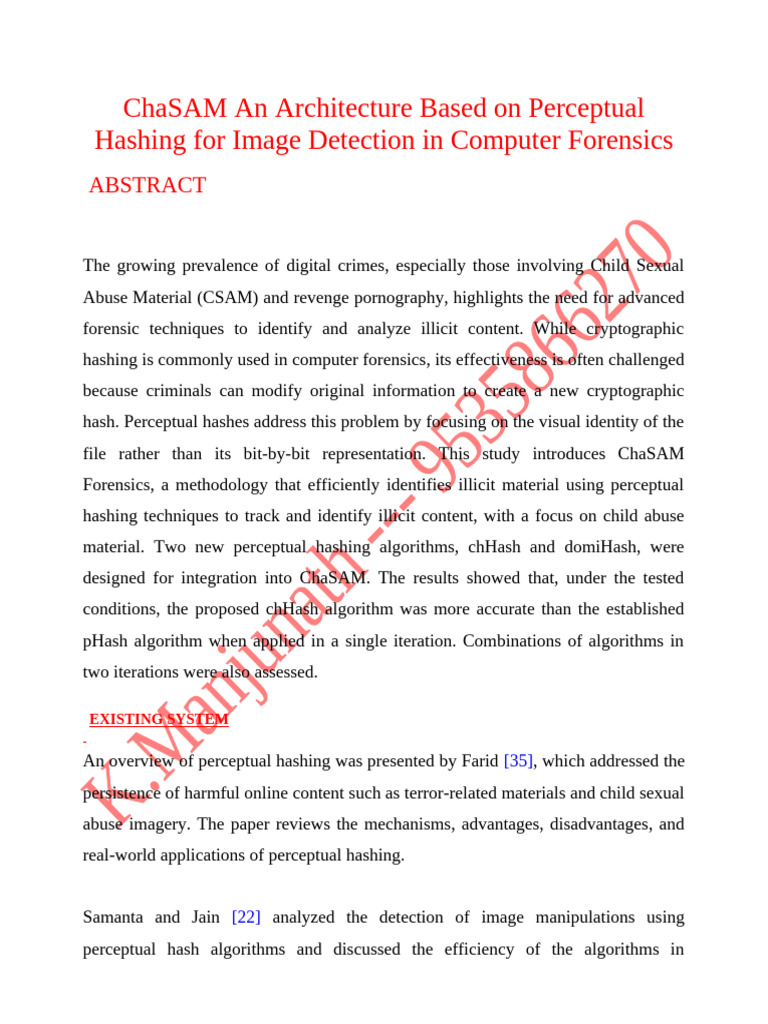 ChaSAM an Architecture Based on Perceptual Hashing for Image Detection in Computer Forensics ...