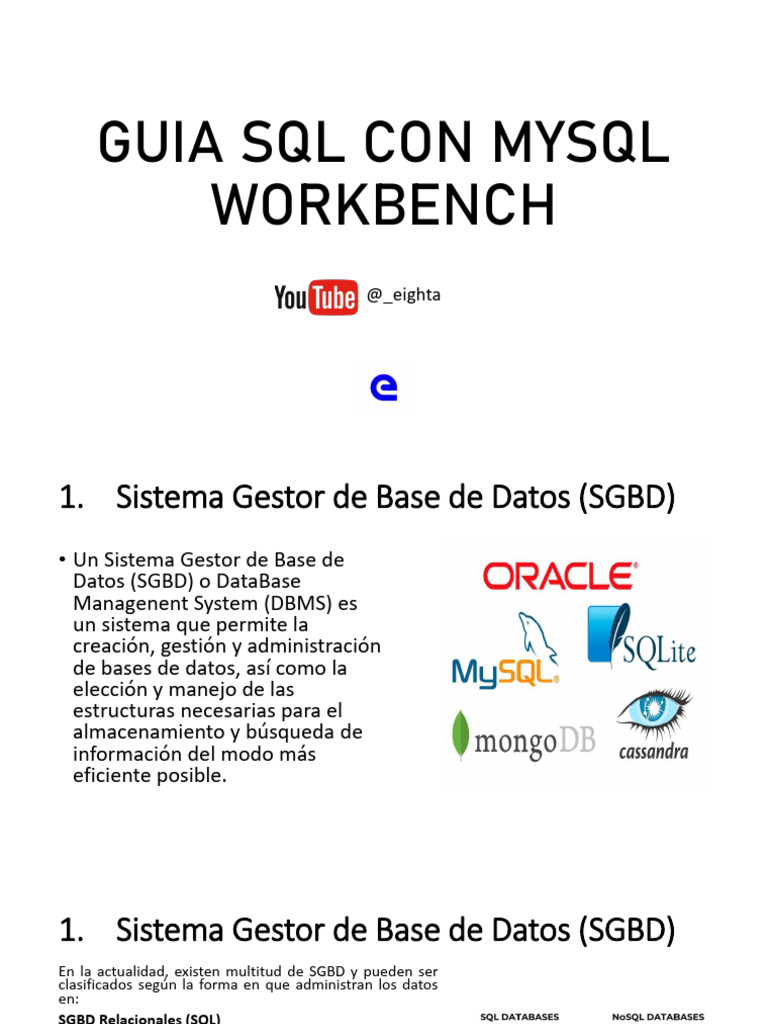 Guía SQL y MySQL Workbench | PDF | SQL | Mi sql