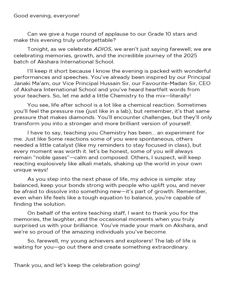 Farewell speech | PDF