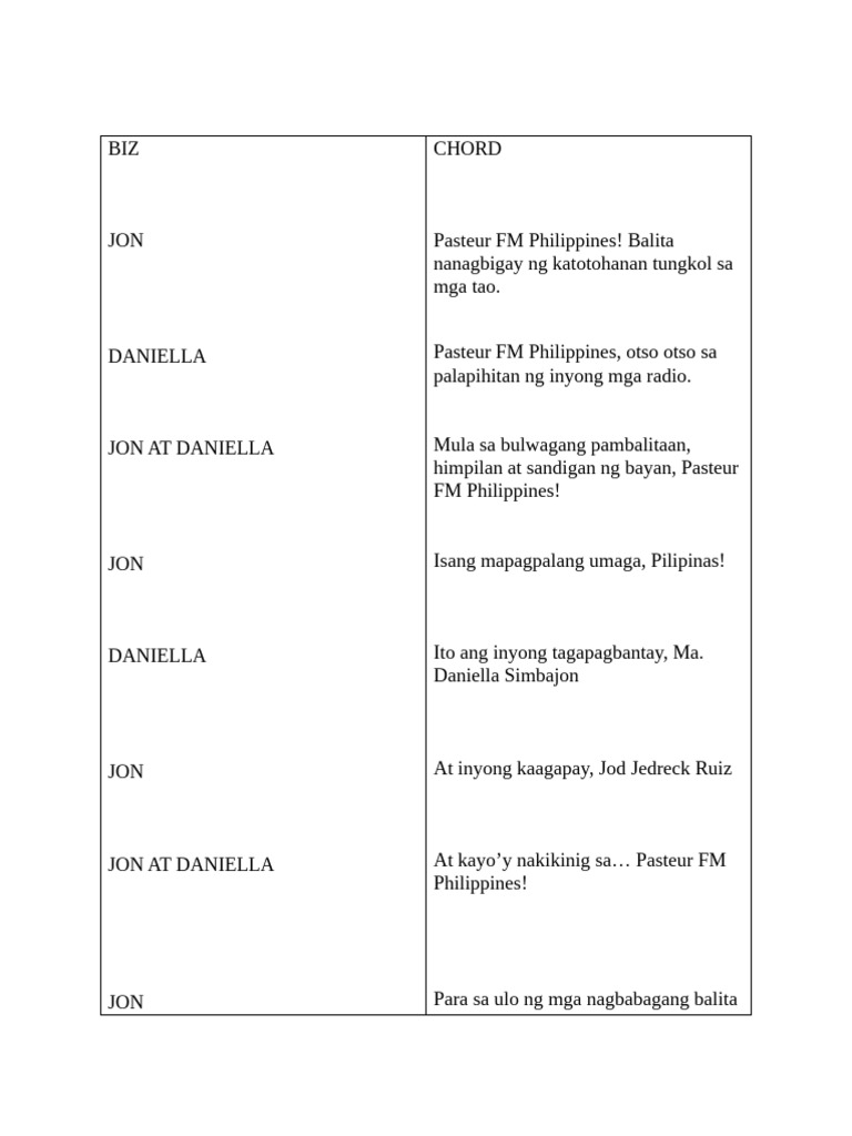 Filipino Broadcasting Script | PDF