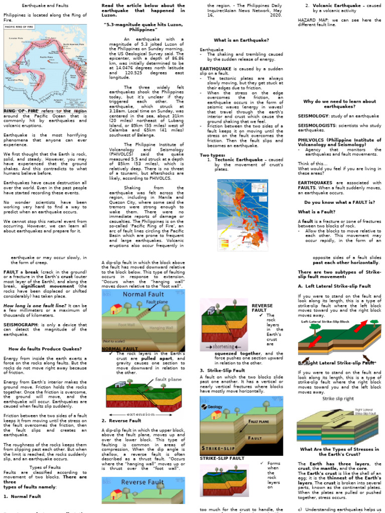 Earthquake and Faults Students | PDF | Earthquakes | Fault (Geology)