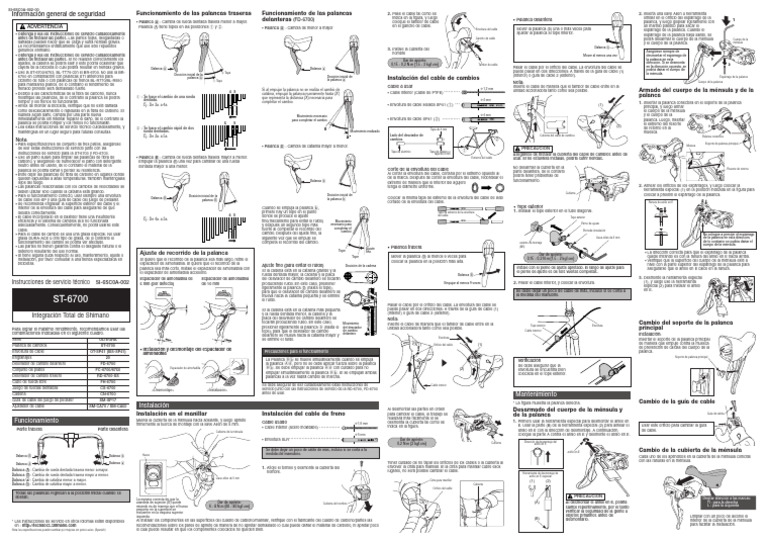 Instrucciones Técnicas Shimano | PDF