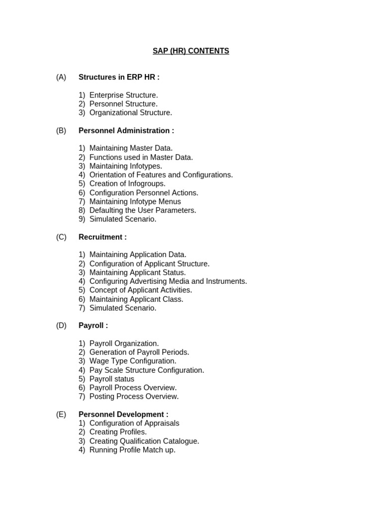 SAP HR Module Overview and Configuration | PDF