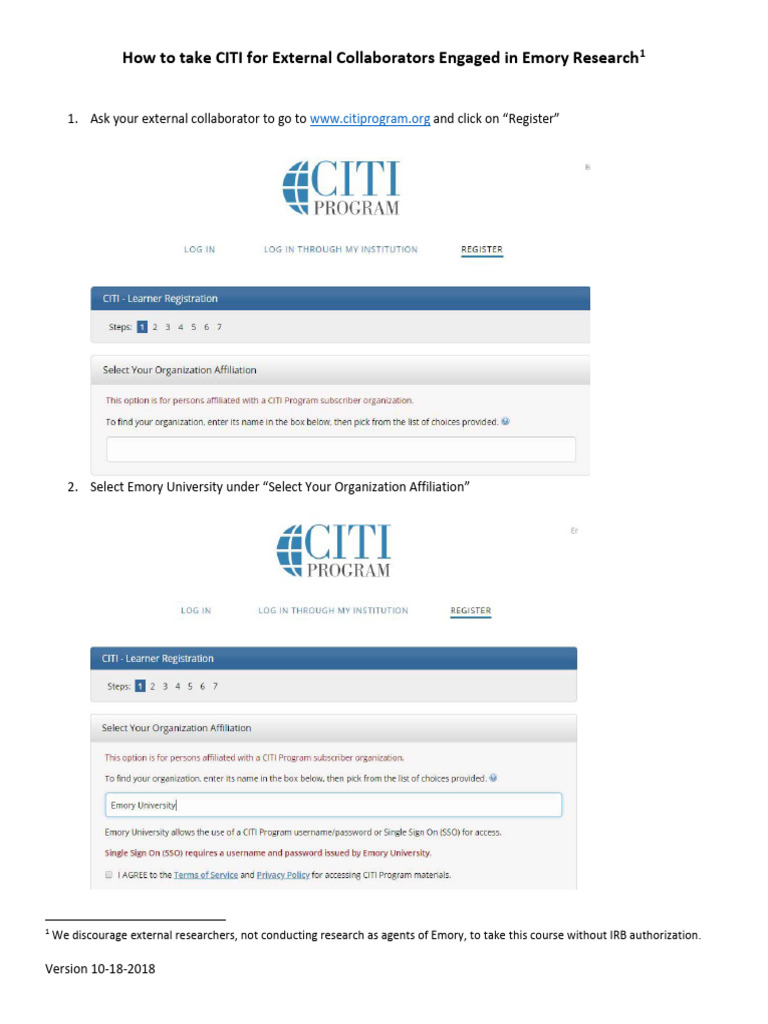 Guidance-How To Take Citi For External Collaborators | PDF