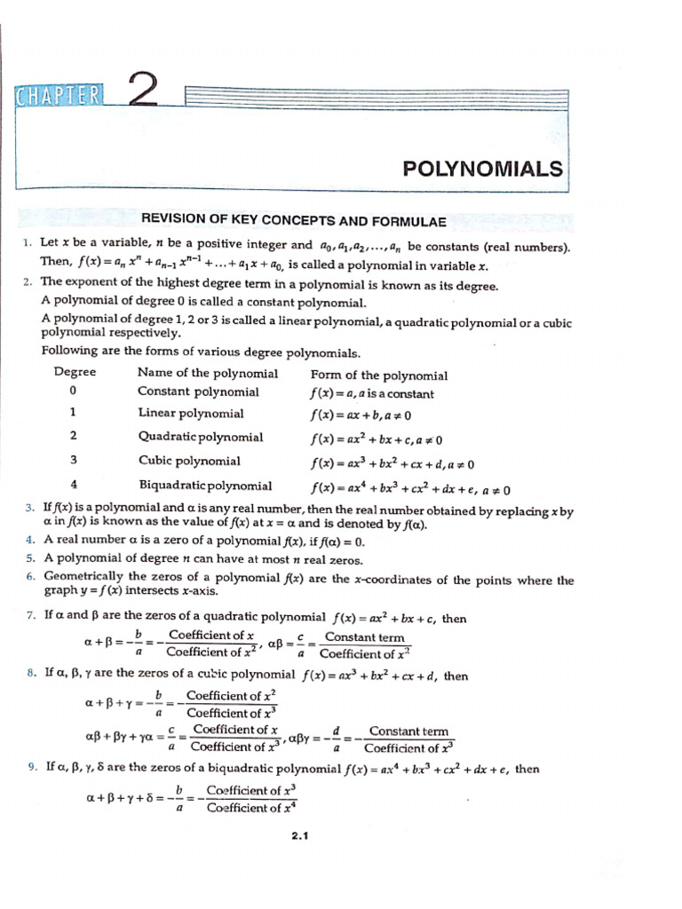 Polynomials Maths10 | PDF