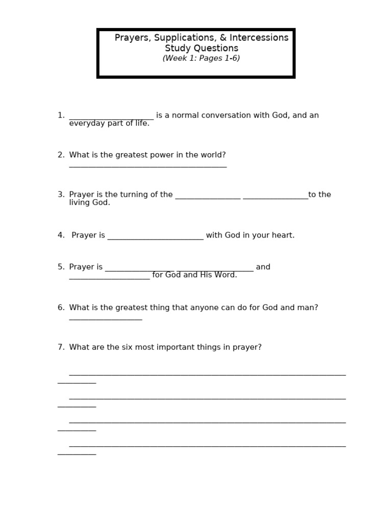 Prayer Study Guide: Key Concepts | PDF | Prayer | Worship