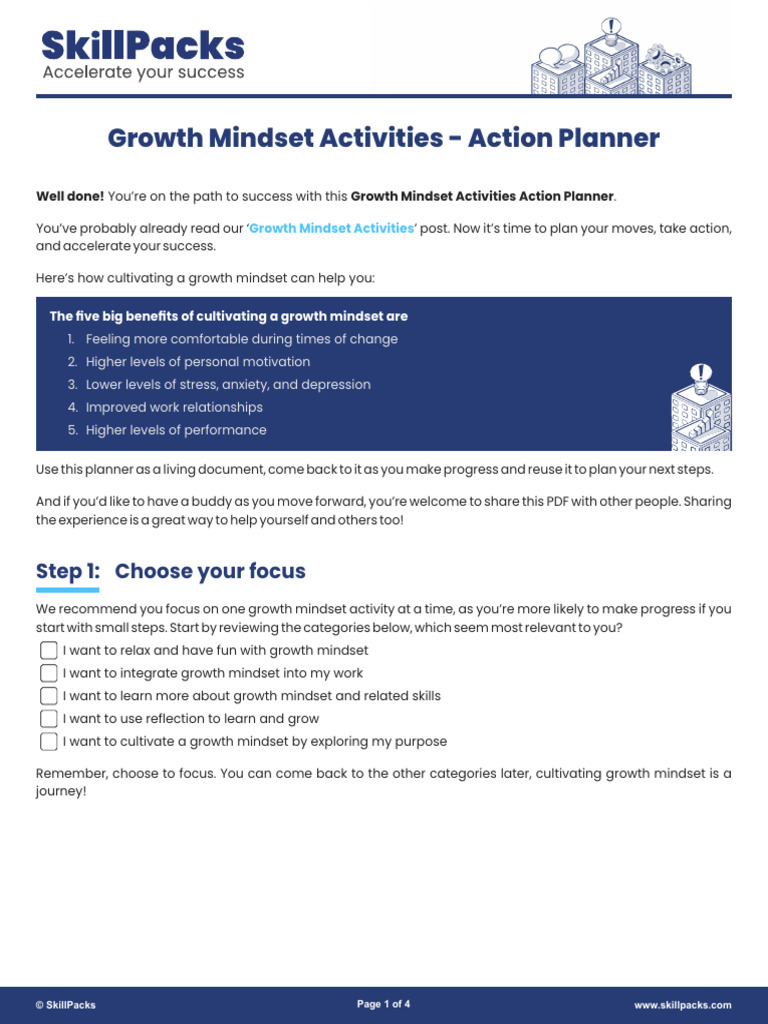 Growth Mindset Activities ActionPlanner | PDF | Mindset | Learning