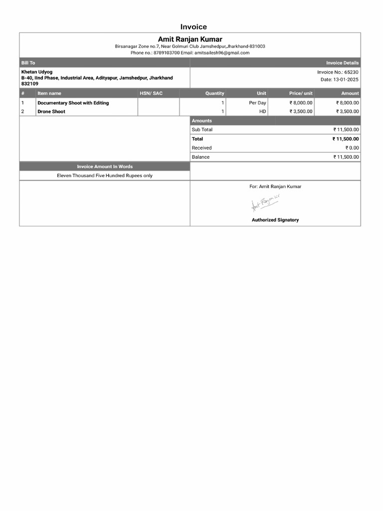 Khetan Invoice Jan | PDF