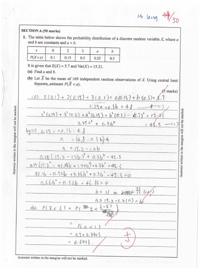 Hlmss - 2223 - Maths m1 Section A - Jeff Yau | PDF