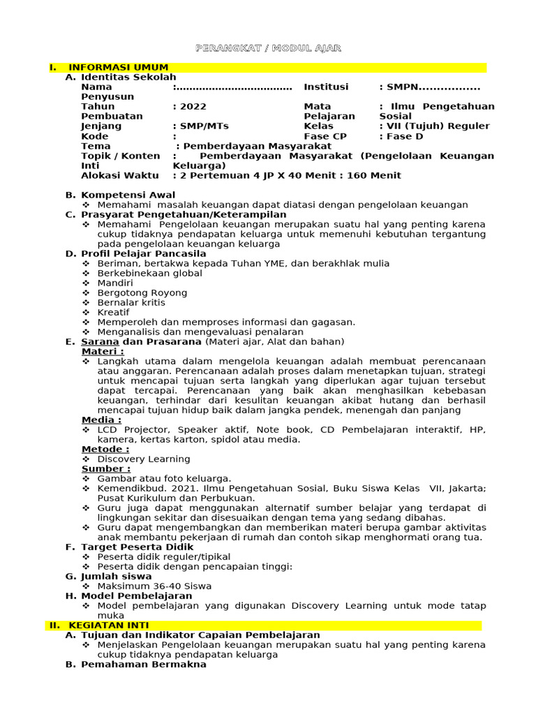 Modul Ajar Pertemuan Ke 7 | PDF