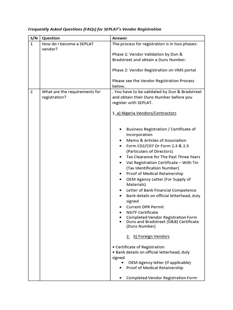 faq-for-seplat-s-vendor-registration | PDF | Business