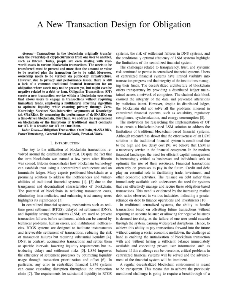 A New Transaction Design For Obligation | PDF | Encryption