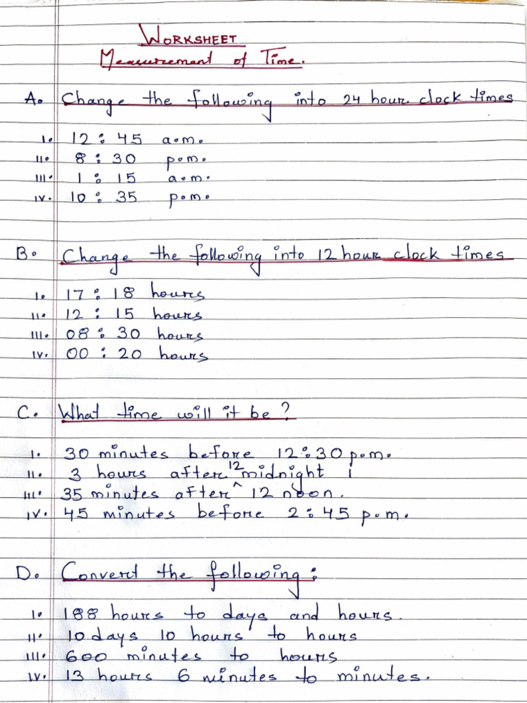 Worksheet Class 4 | PDF