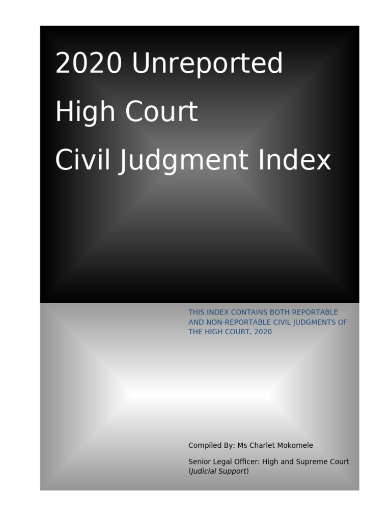 2020 Unreported High Court Civil Judgment Index | PDF | Legal Procedure ...
