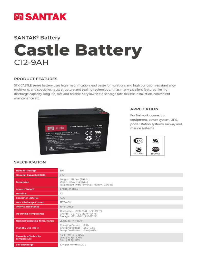 Santak Battery C12-9 Brochure | PDF | Electricity | Electrical Engineering