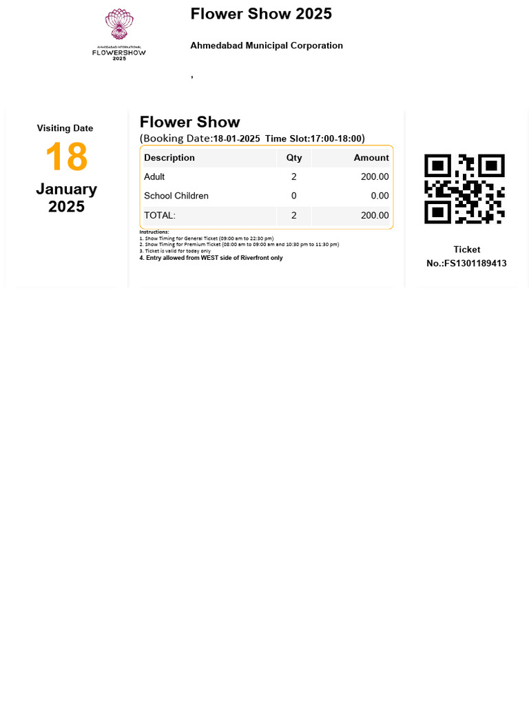 Flower Show 2025 Ticket Details | PDF