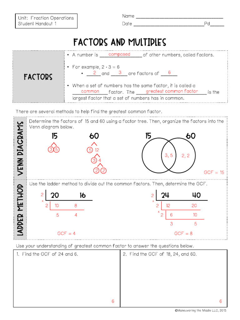 Factors and Multiples Key | PDF