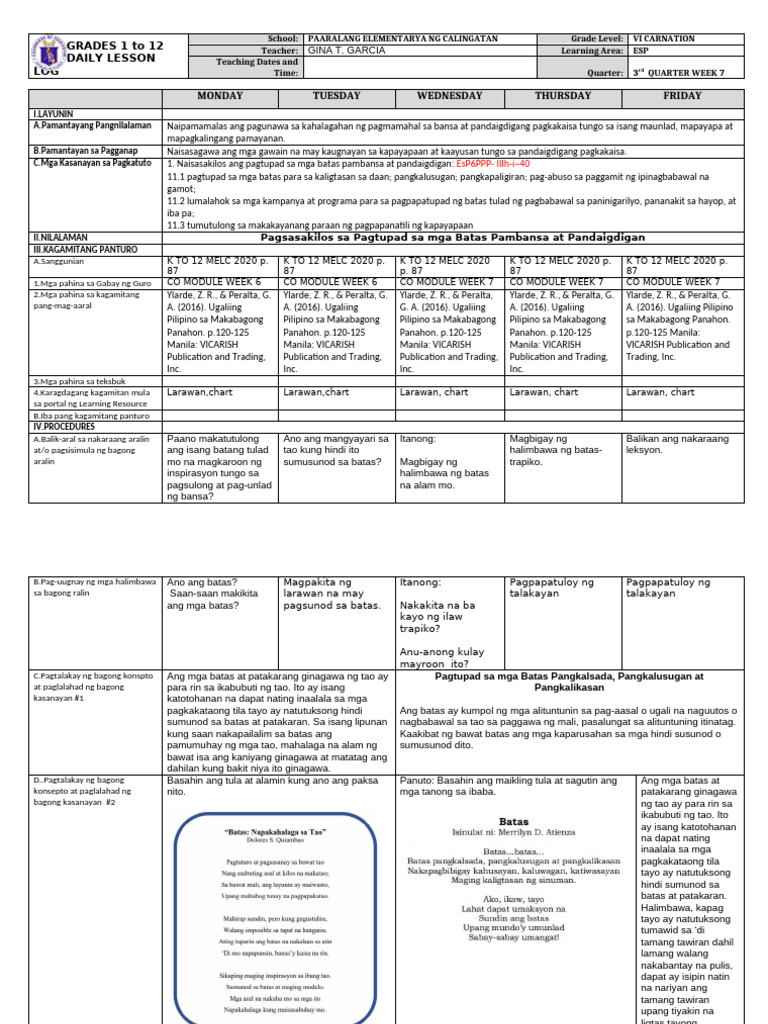 DLL_ESP 6_Q3_W7 | PDF