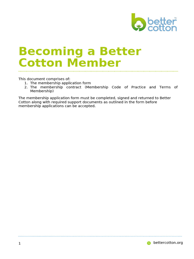 Better Cotton Membership Application Form - Associate Member - January ...