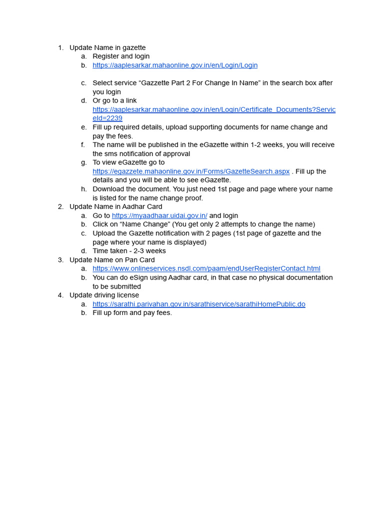 Name change process | PDF