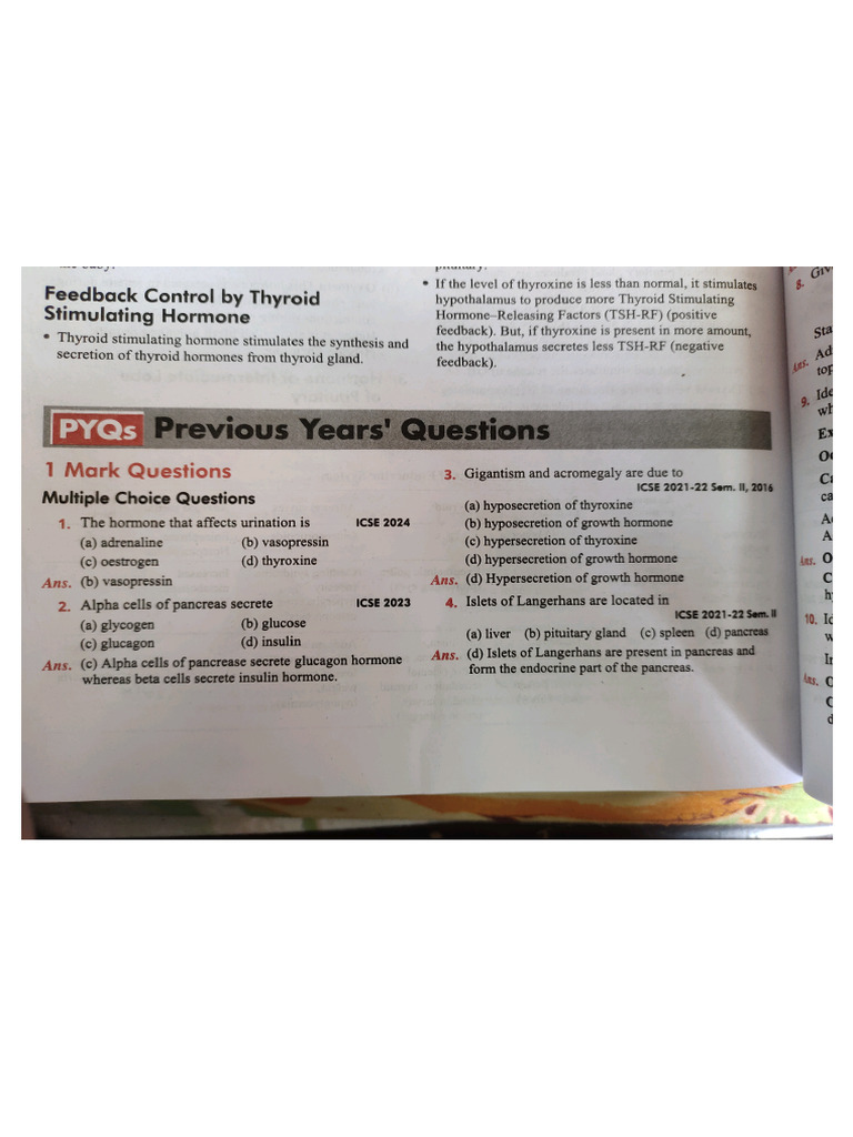 Endocrine System - PYQs | PDF