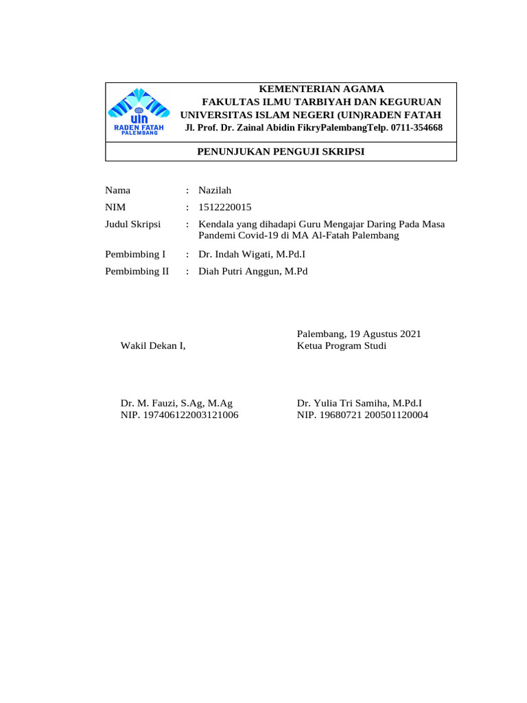 Format Penunjukan Pembimbing-Penguji | PDF