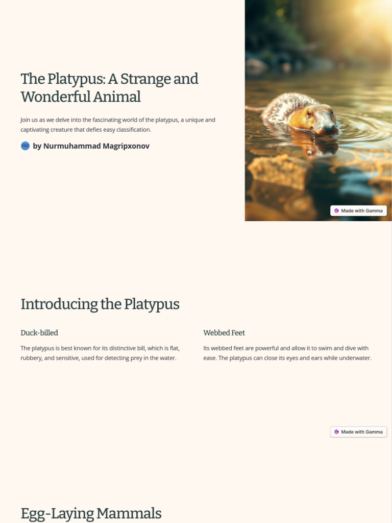 Fascinating Facts About the Platypus | PDF | Zoology