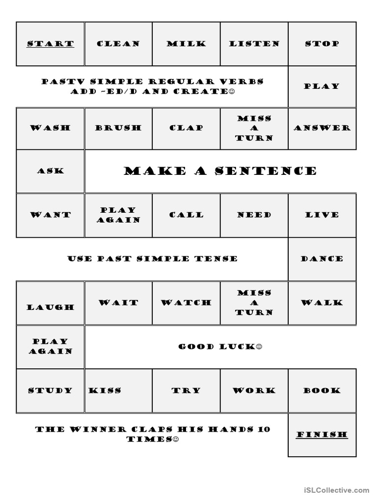Past Simple Regular Verbs Game PDF | PDF