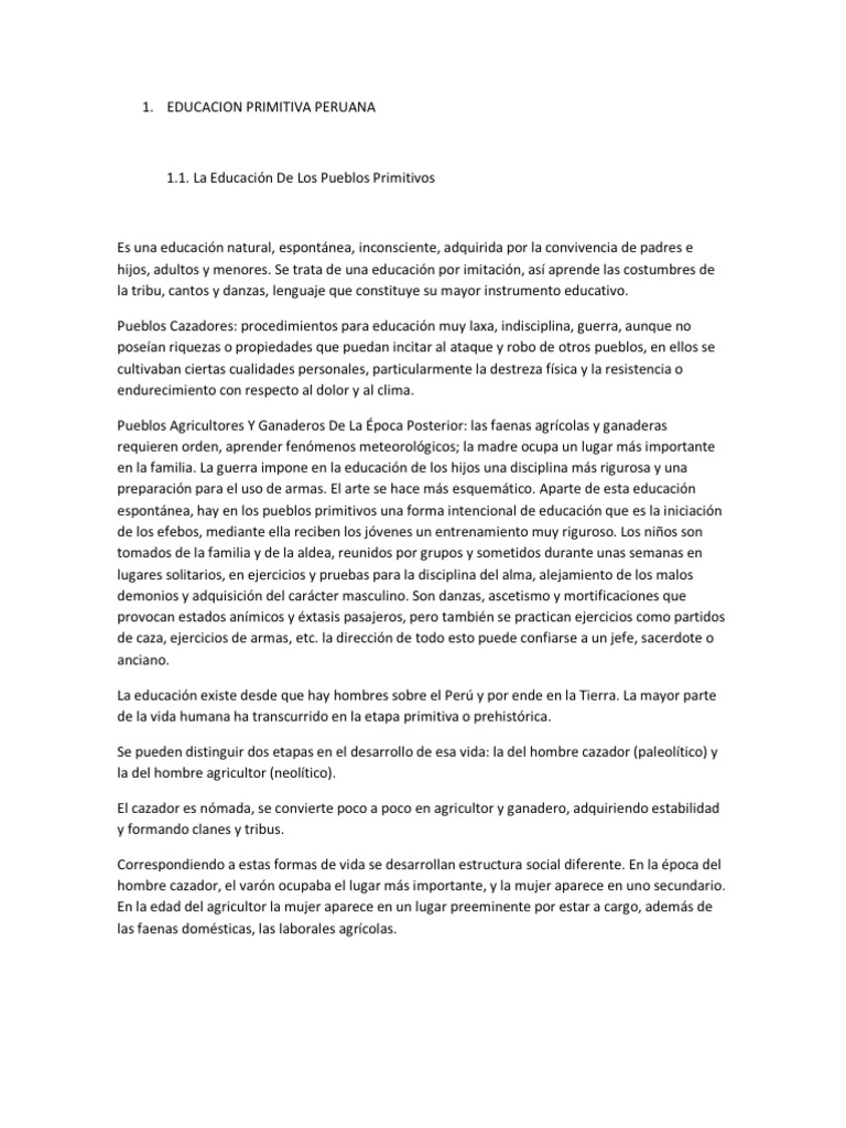 Educacion Primitiva Peruana | PDF | Imperio Inca | Universidad