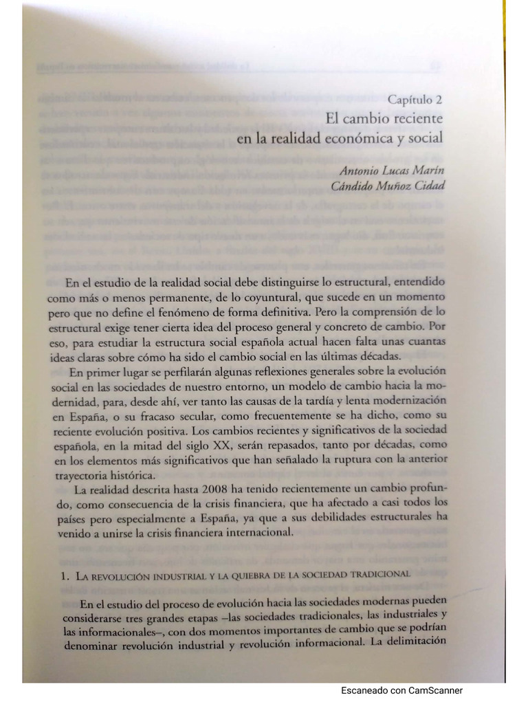 El Cambio Reciente en La Realidad Social y Económica. | PDF