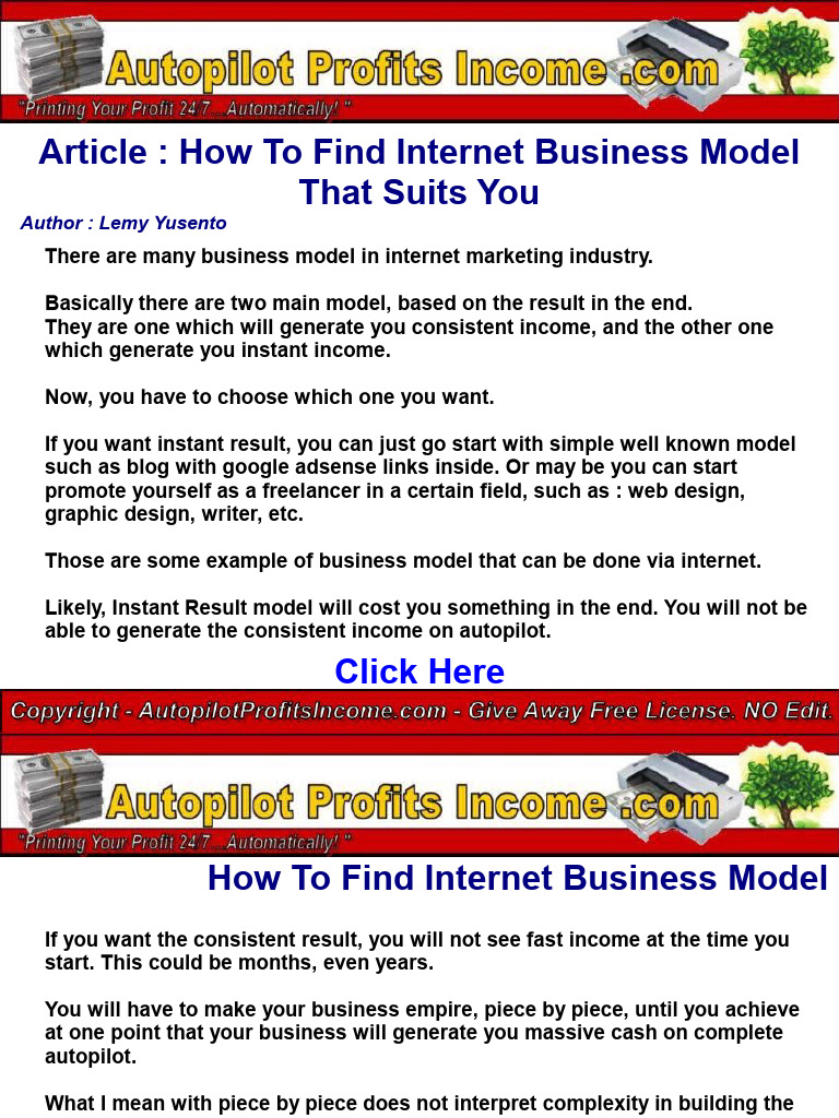 How To Find Internet Business Model That Suits You - Autopilot Profits ...