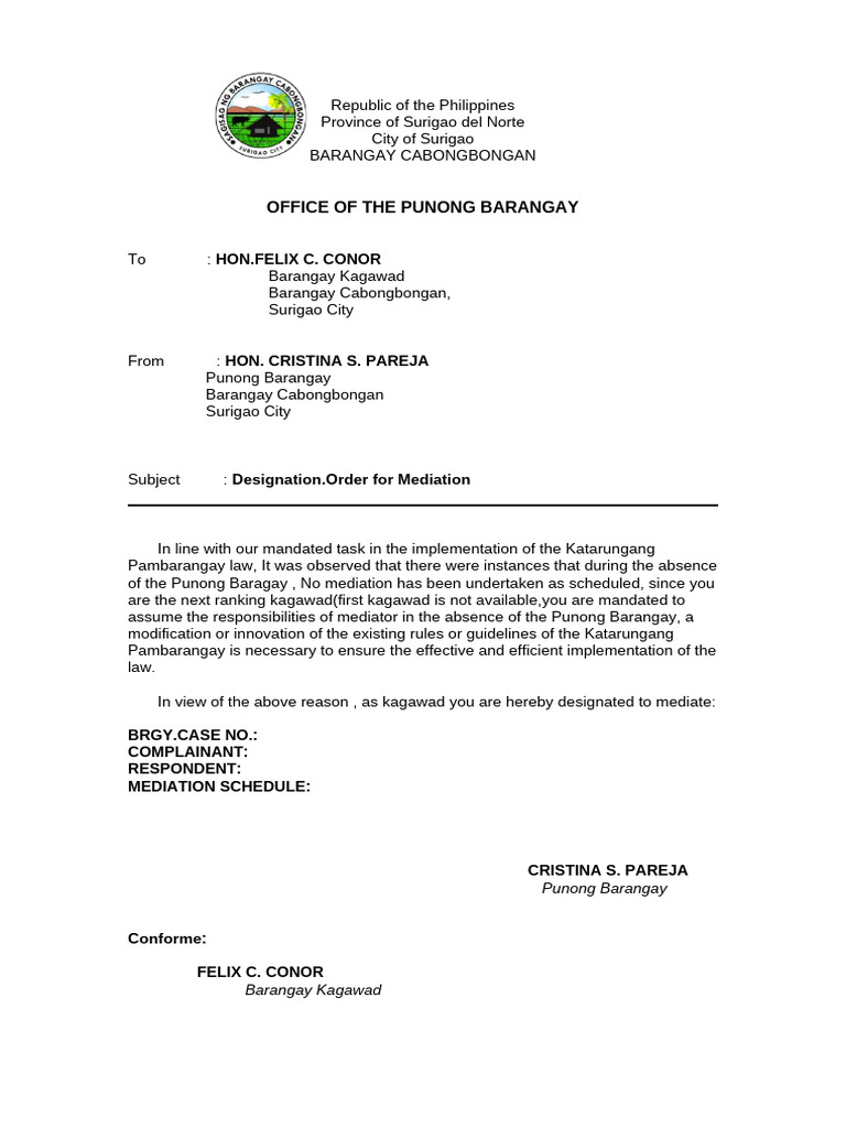 DESIGNATION LETTER - FOR MEDIATIONdocx | PDF