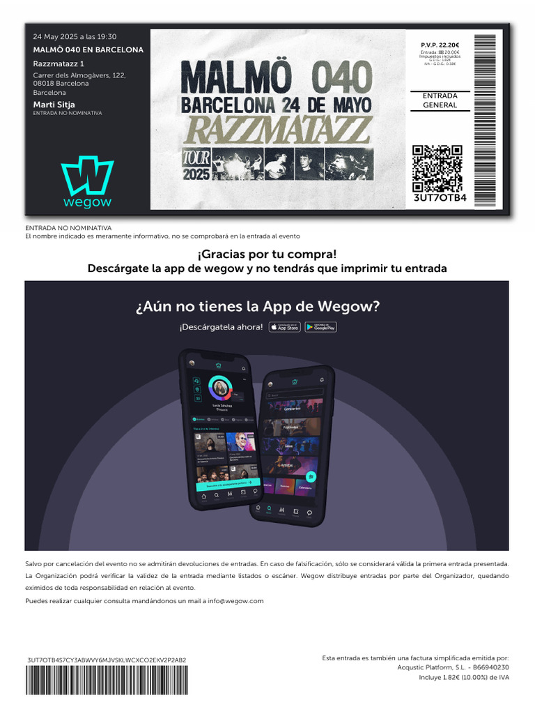 Concierto Malmö 040 en Razzmatazz | PDF