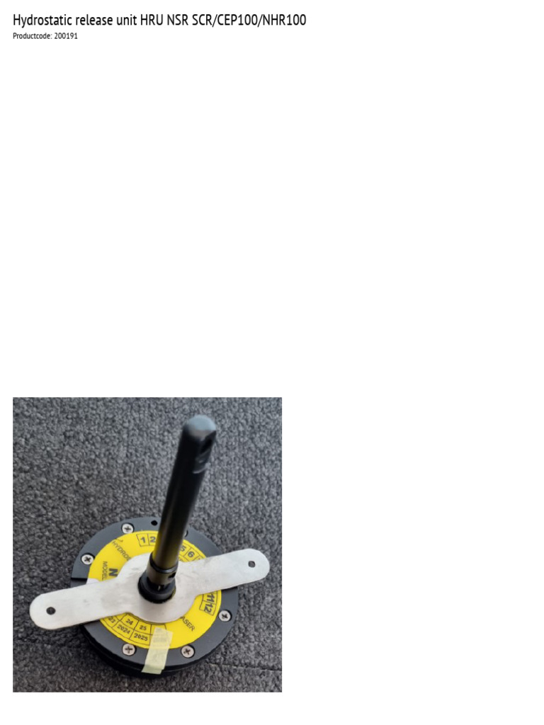 Traconed 200191 Hydrostatic Release Unit Hru NSR SCR Cep100 nhr100 | PDF