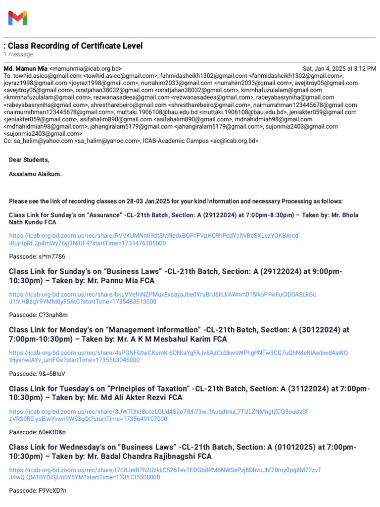 Gmail - Class Recording of Certificate Level 3rd | PDF | Bangladesh