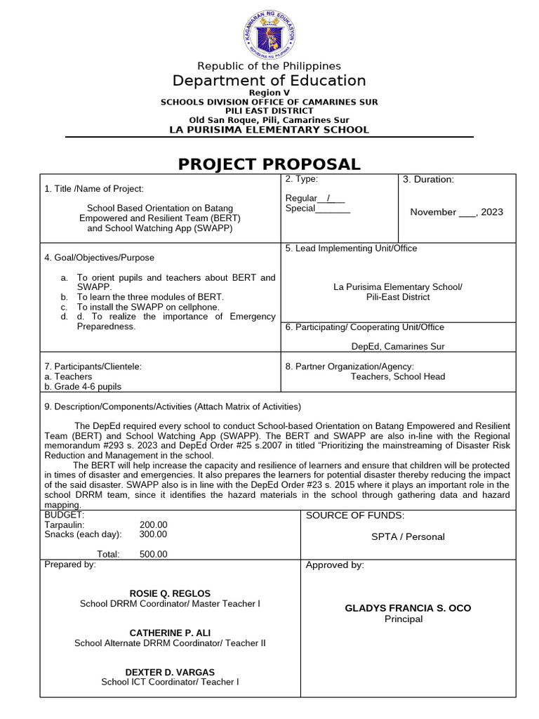 BERT PROPOSAL | PDF | Emergency Management