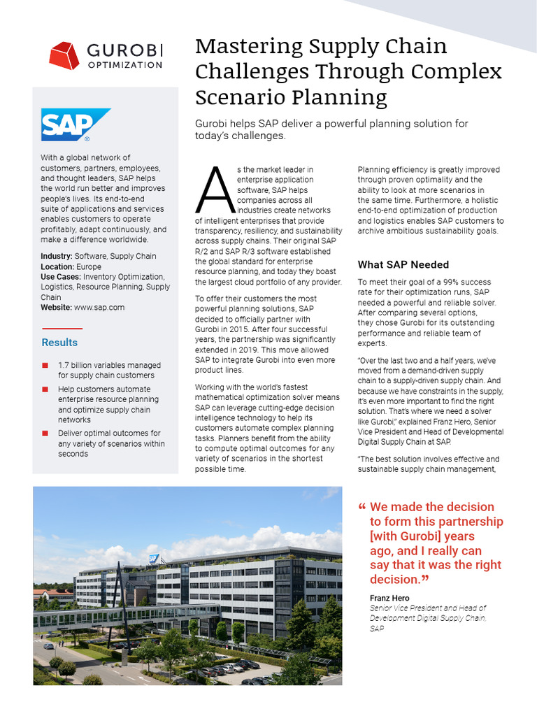Case-Study---SAP | PDF | Supply Chain | Mathematical Optimization