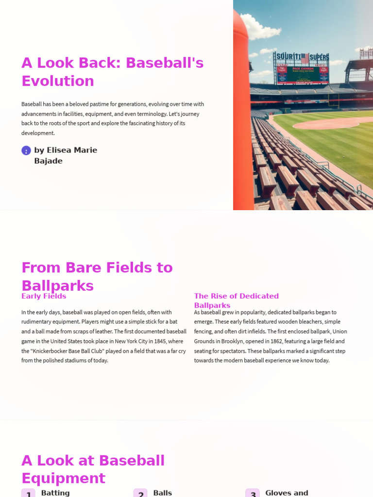 Baseball's Evolution: From Fields to Stadiums | PDF | Batting (Baseball ...