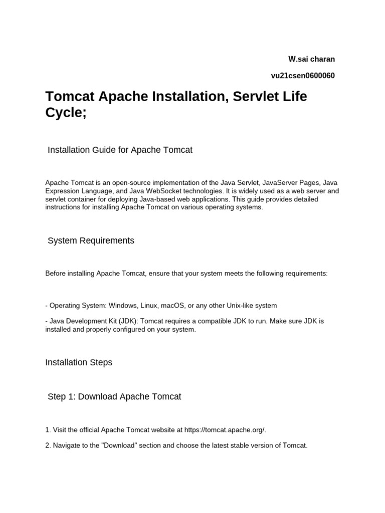 Apache Tomcat Installation Guide | PDF | Method (Computer Programming) | Java (Programming Language)