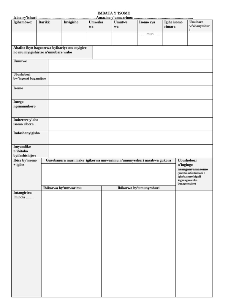 Kinyarwanda Lesson Plan | PDF