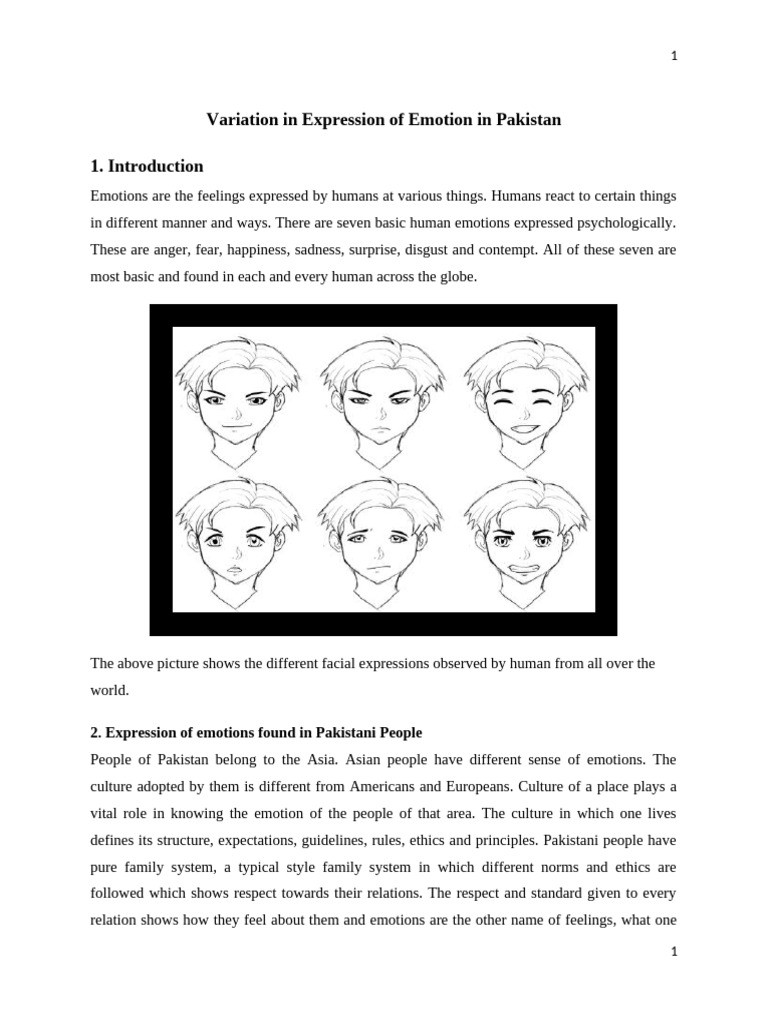 Variation in Expression of Emotion | PDF | Emotions | Feeling