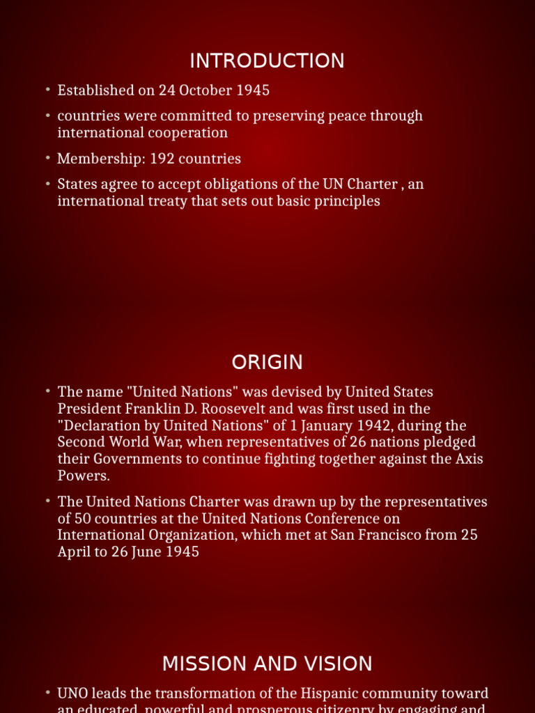 Overview of the United Nations History | PDF | United Nations ...